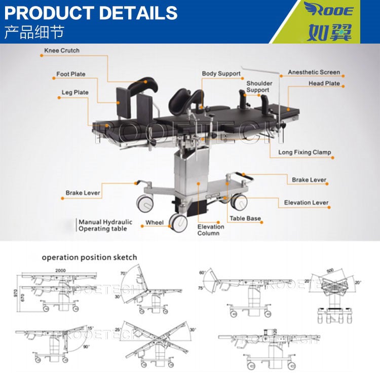 Mechanical Operated OT Table Dermatology&Plastic Surgery Table