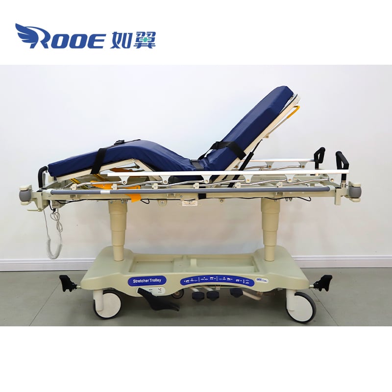 Radiolucent Hydraulic Stretcher Patient Stretcher Trolley Rotating Siderail