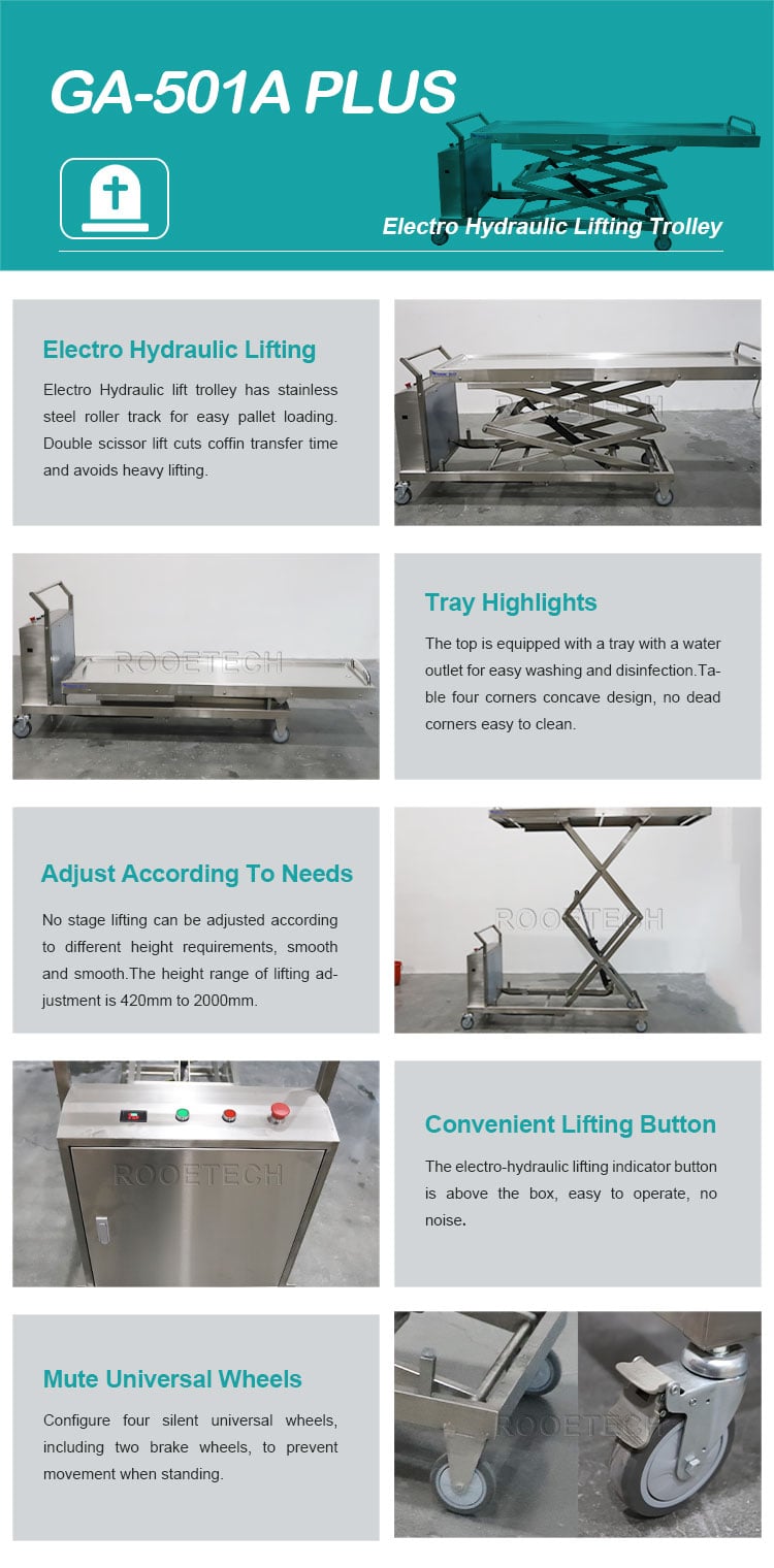 Electric Hydraulic Mortuary Scissor Lift Body Lifter Casket Lift