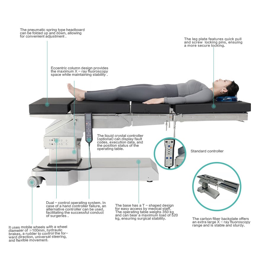 Head Side Column Electric Hydraulic Operating Table Surgical Operating ...