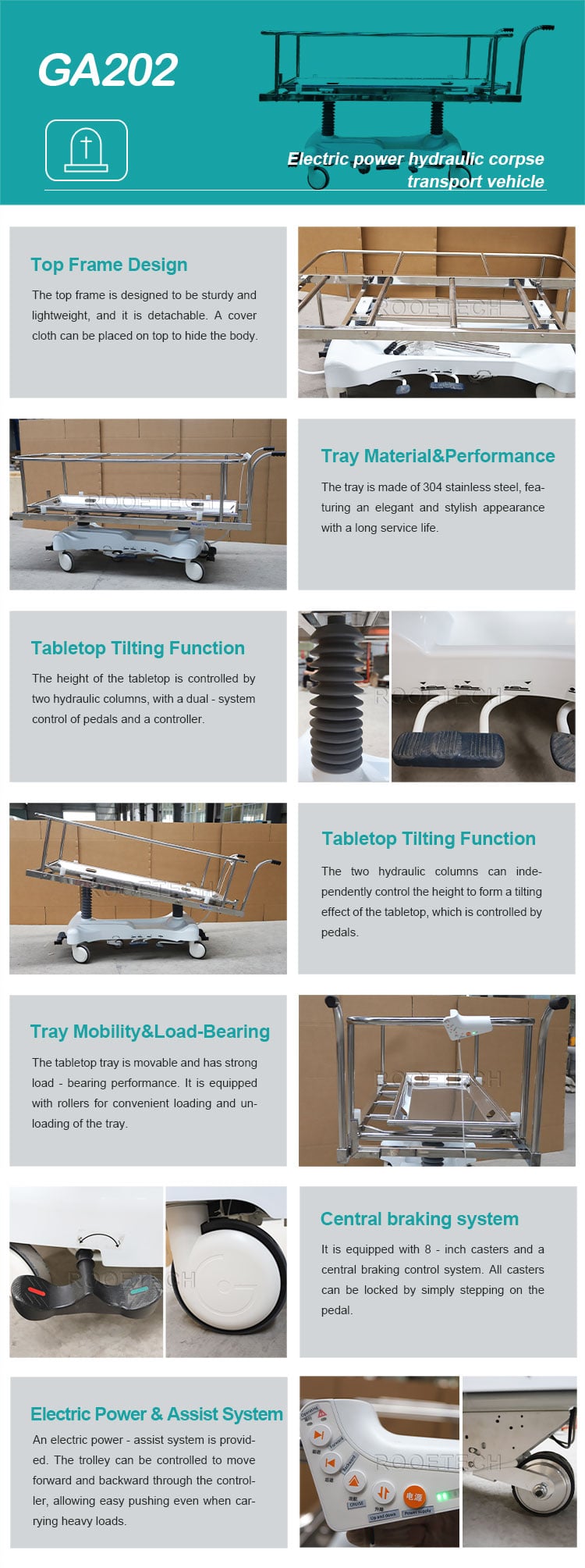 Electric Power Hydraulic Body Transport Trolley