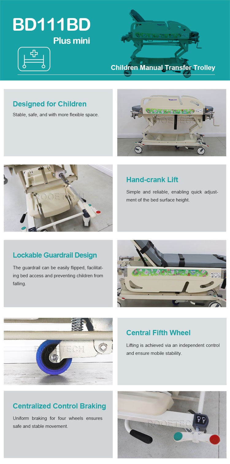 Children's Transfer Cart Pediatric Manual Lift Trolley